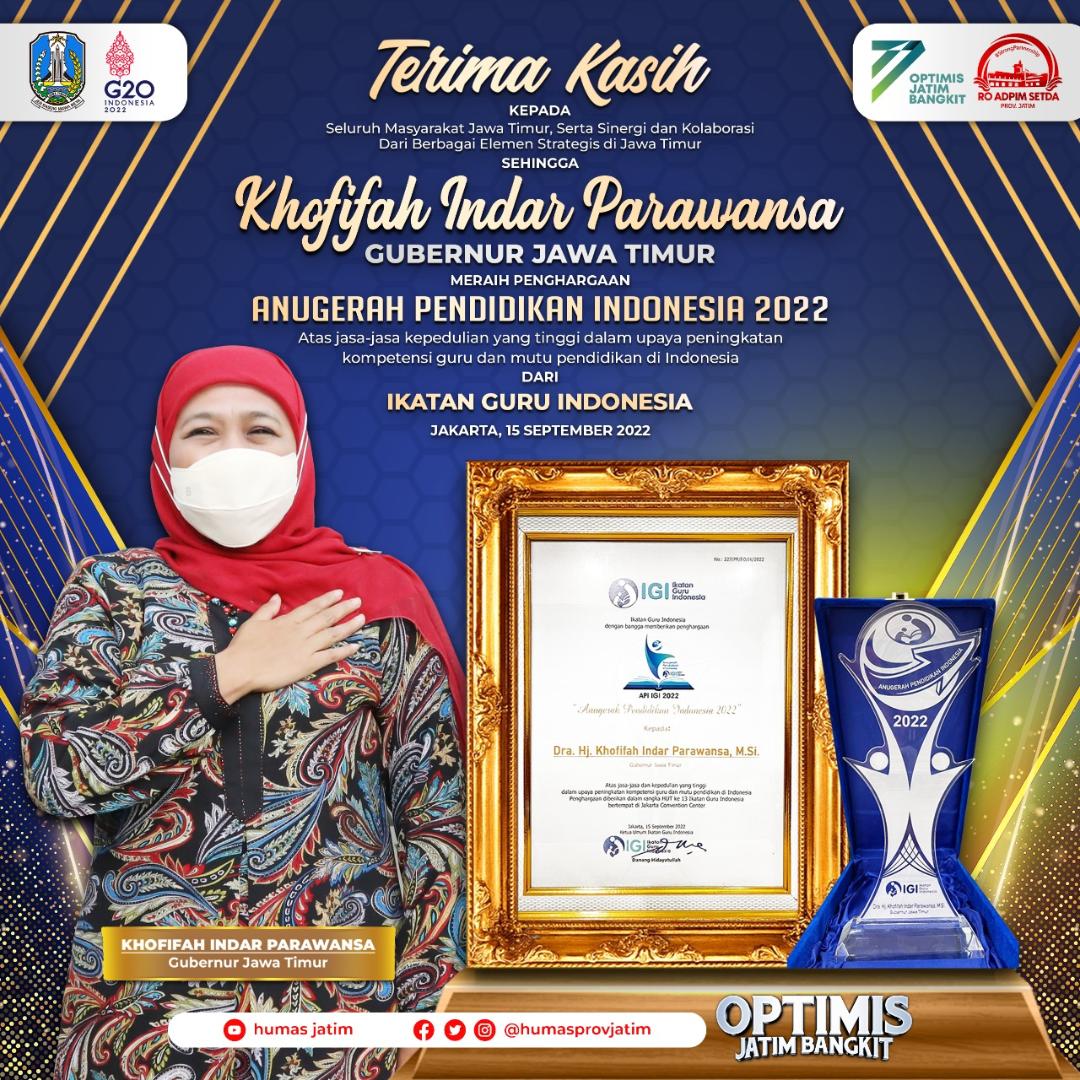 Khofifah Indar Parawansa, Satu-Satunya Gubernur yang Raih Penghargaan Anugerah Pendidikan ...